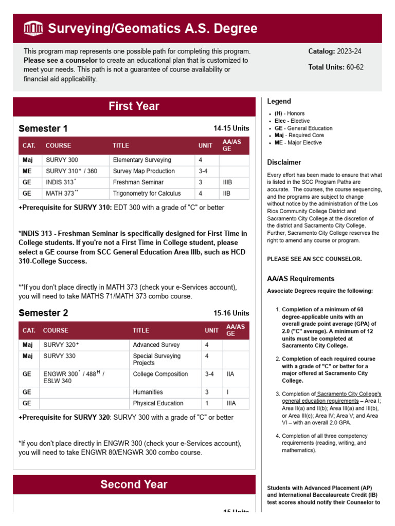 SCC 2023-24 Surveying - Geomatics A.S. Degree | PDF | Advanced Placement