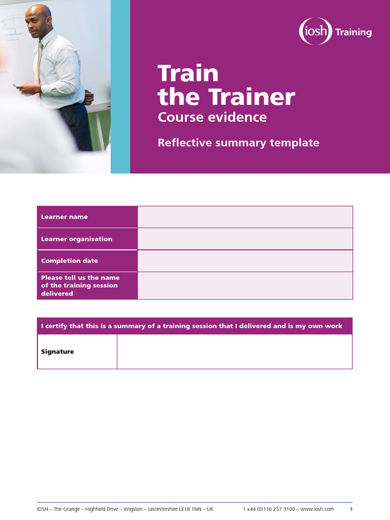Train the Trainer V2.0 Reflective Statement Template | PDF
