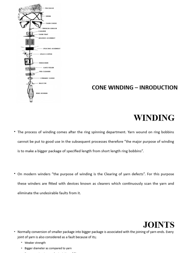 Cone Winding Process Overview | PDF | Spinning (Textiles) | Yarn