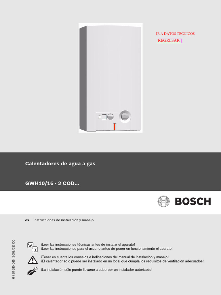 Calentador Bosch | PDF | Agua | Tap (Válvula)