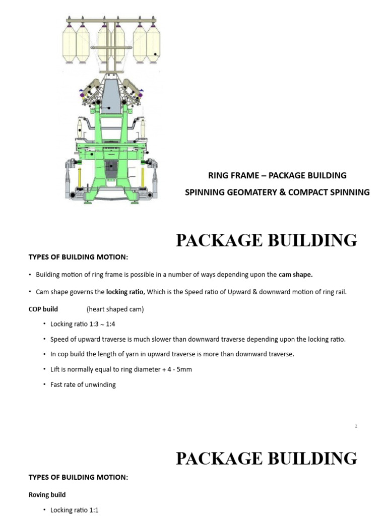 Ring Frame - Package Building | PDF | Spinning (Textiles) | Mechanical Engineering