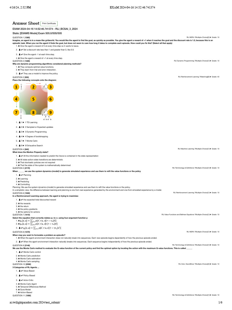 Reinforcement Learning Exam | PDF | Algorithms | Applied Mathematics