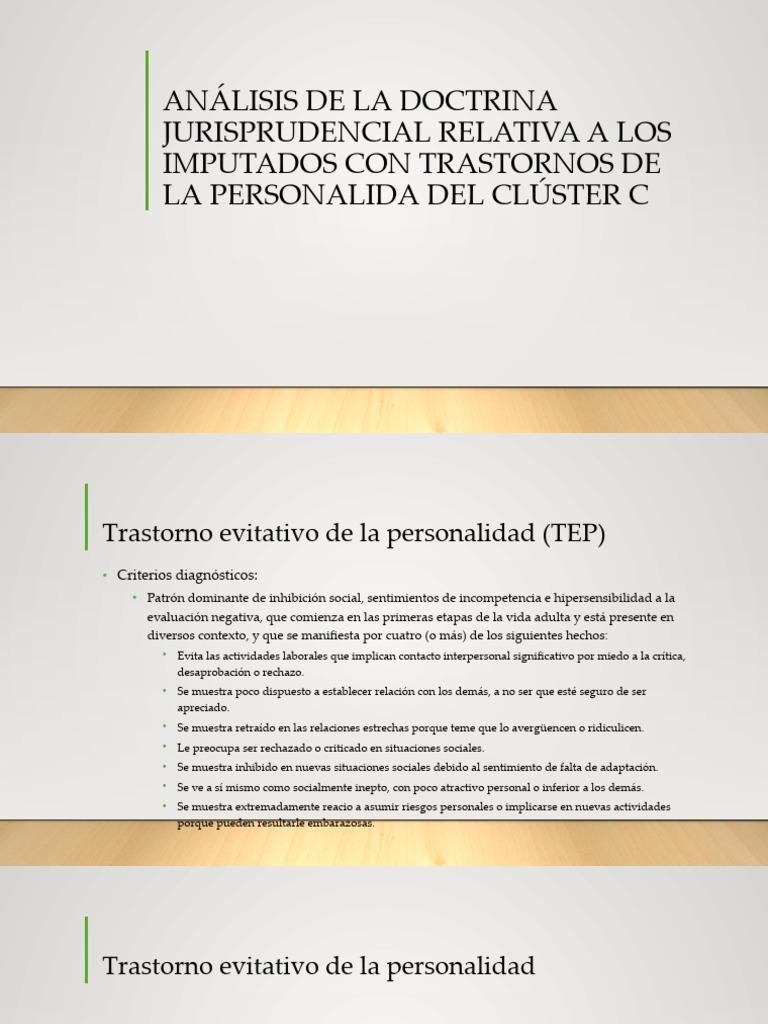 Características Descriptivas TP CLUSTER C | PDF | Trastorno límite de ...