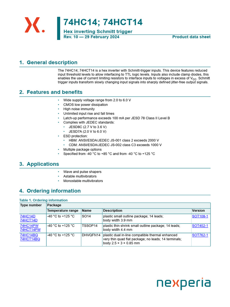 74HC HCT14 | PDF | Electrical Components | Manufactured Goods
