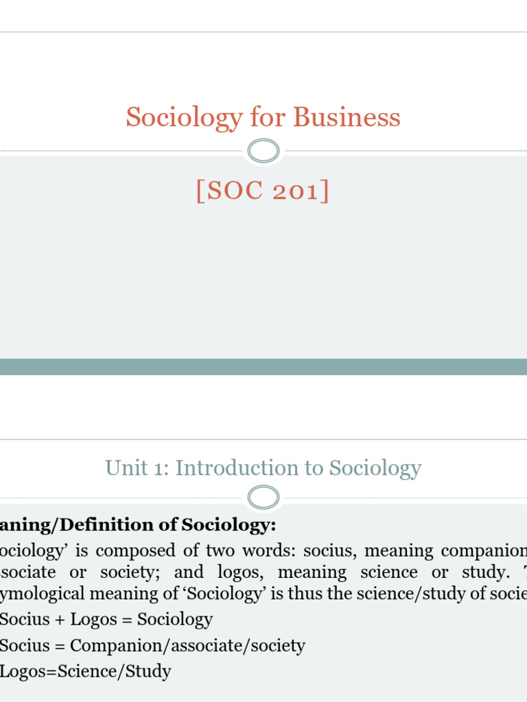 Unit 1 Sociology | PDF | Sociology | Science