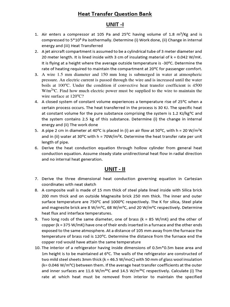 Heat Transfer Question Bank | PDF | Heat Transfer | Heat