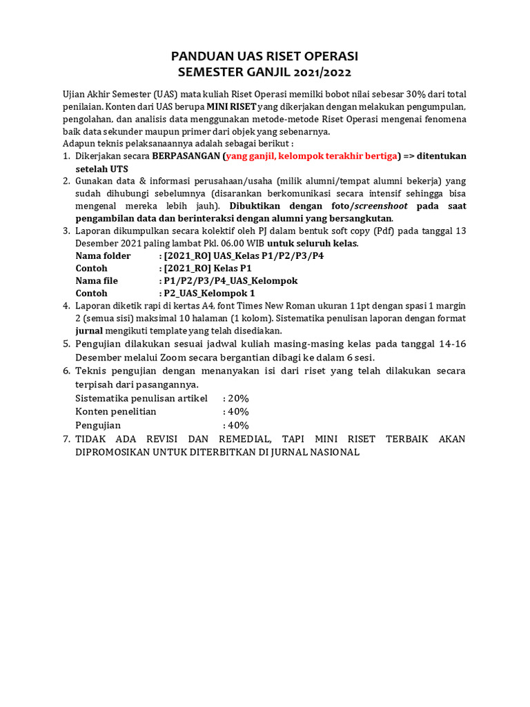 Panduan UAS Riset Operasi 2021 | PDF | Agama & Spiritualitas