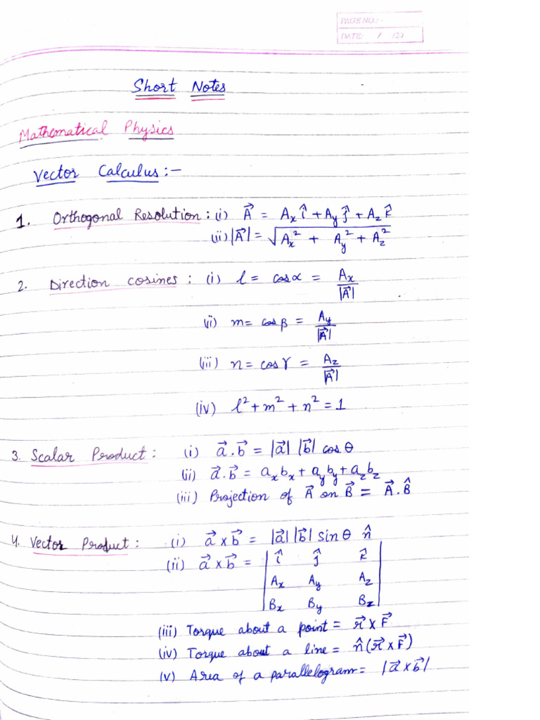 Mathematical Physics Short Notes | PDF | Teaching Methods & Materials