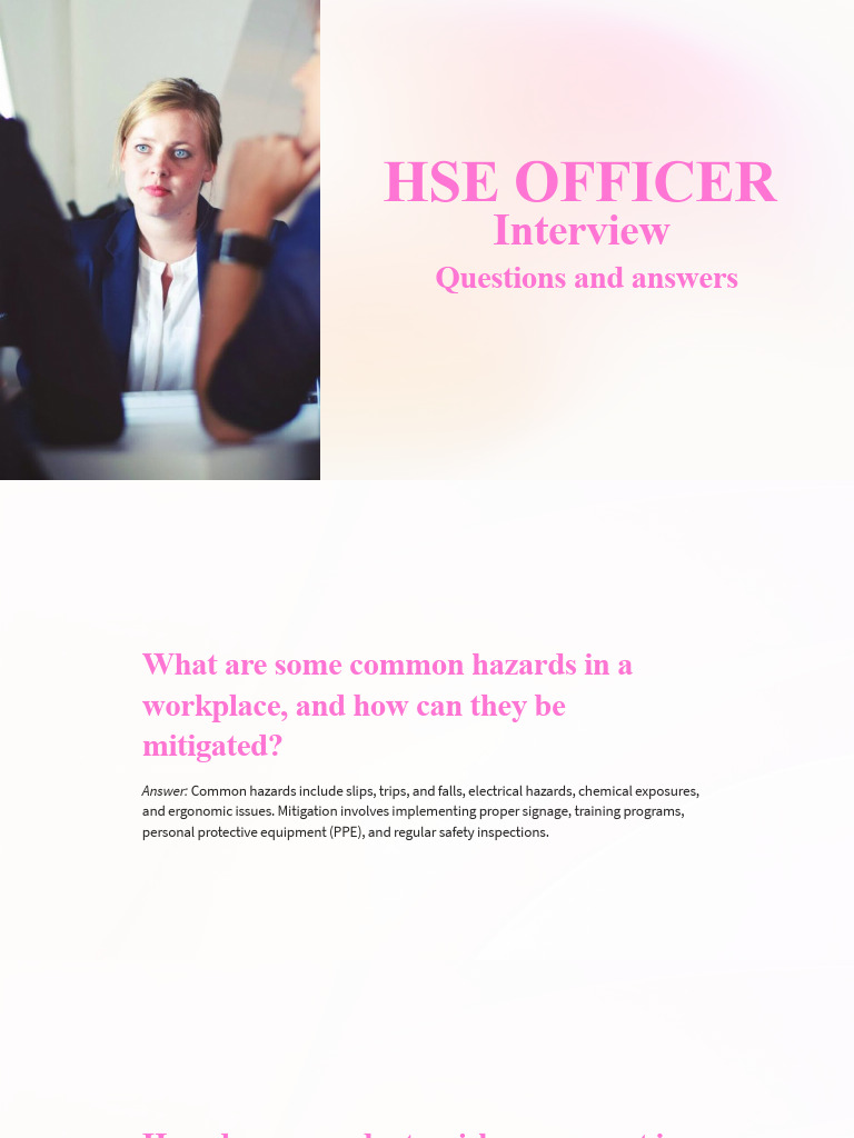 HSE OFFICER Interview Questions and Answers | PDF | Occupational Safety ...