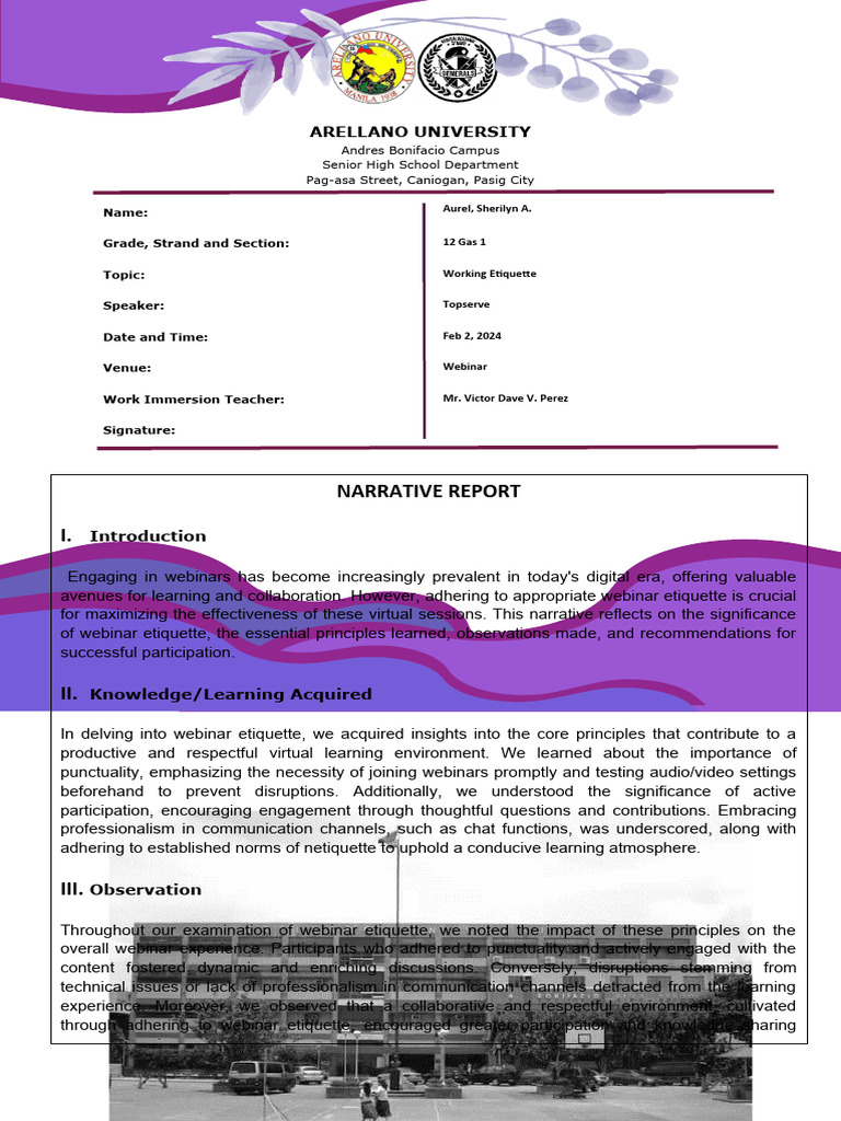 Final Webinar Etiquette Pdf Web Conferencing Learning
