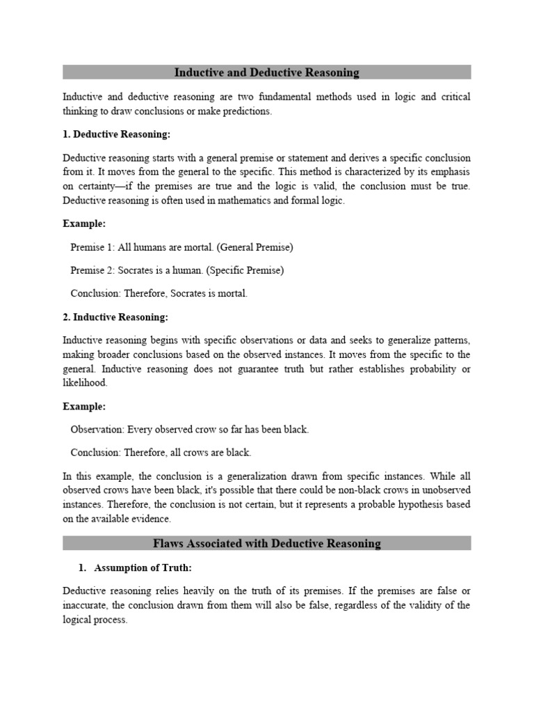 Inductive and Deductive Reasoning-1 | PDF | Inductive Reasoning ...