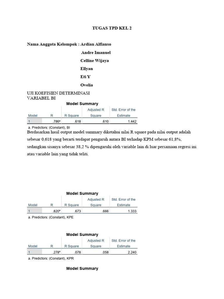 Uji Koefisien Determinasi - Uji T Eti | PDF