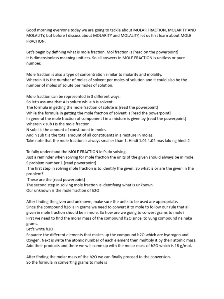 Good morning everyone today we are going to tackle about MOLAR FRACTION ...