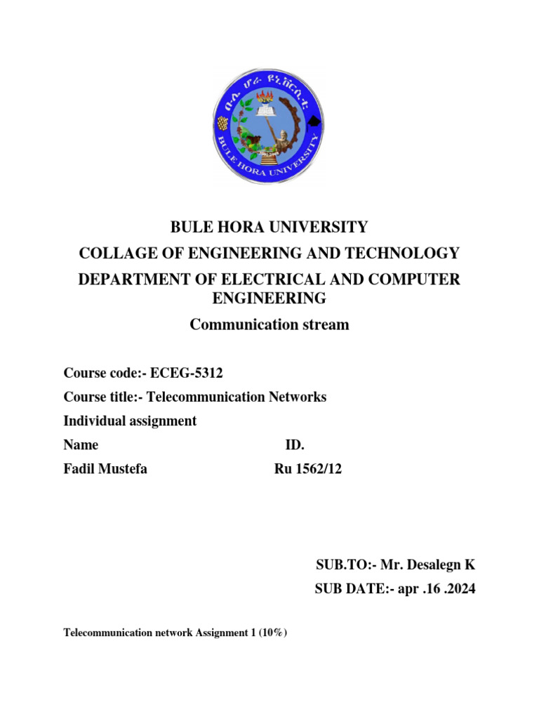 Bule Hora University Collage of Engineering and Technology Department of Electrical and Computer ...