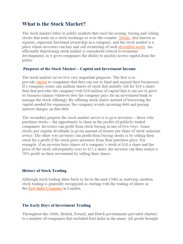 Understanding the Stock Market Basics | PDF | Stocks | Stock Market