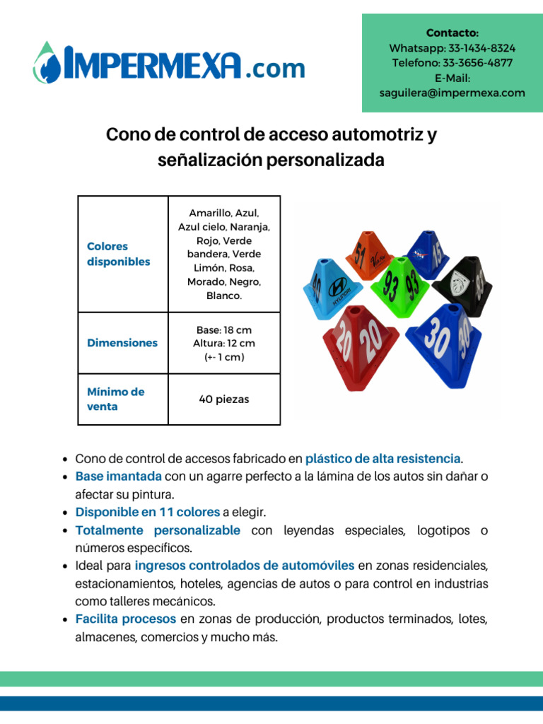 Ficha técnica de Cono de control de acceso | PDF | Verde | Azul
