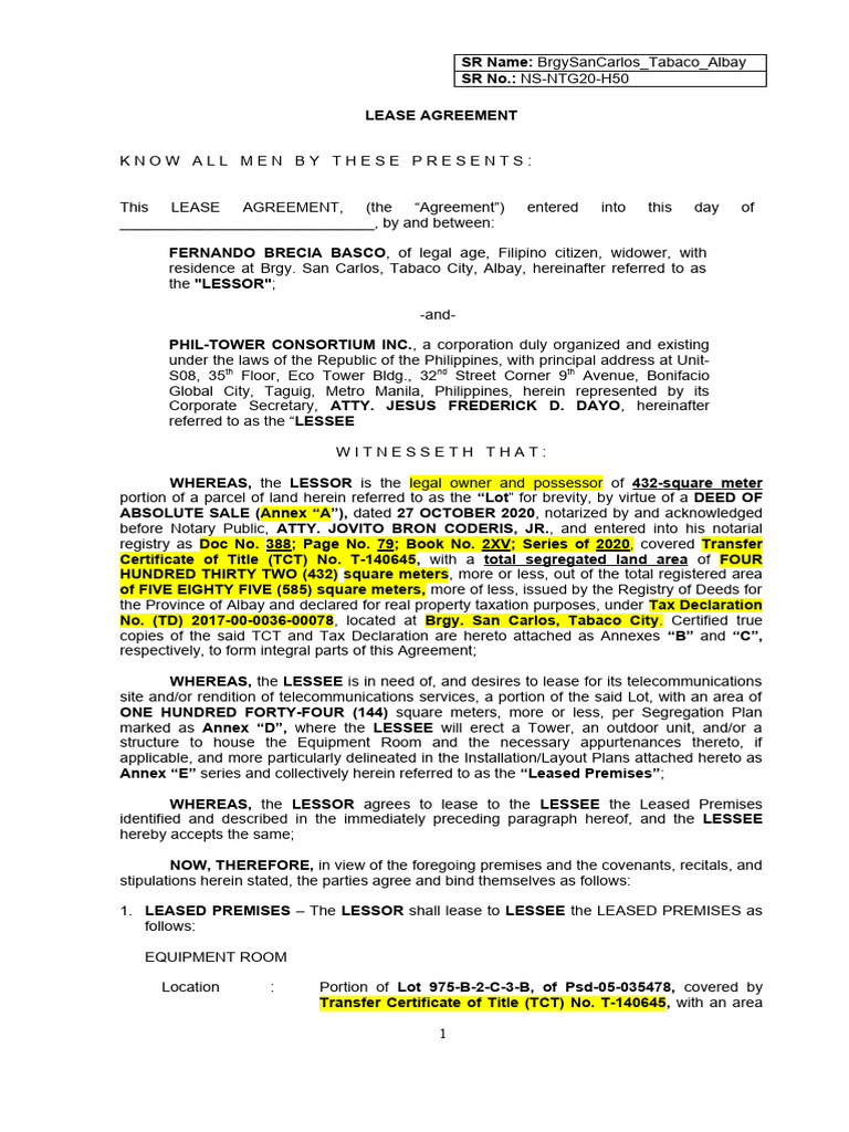 RTB Globe Col Greenfield Ns-ntg20-h50 | PDF | Lease | Renting