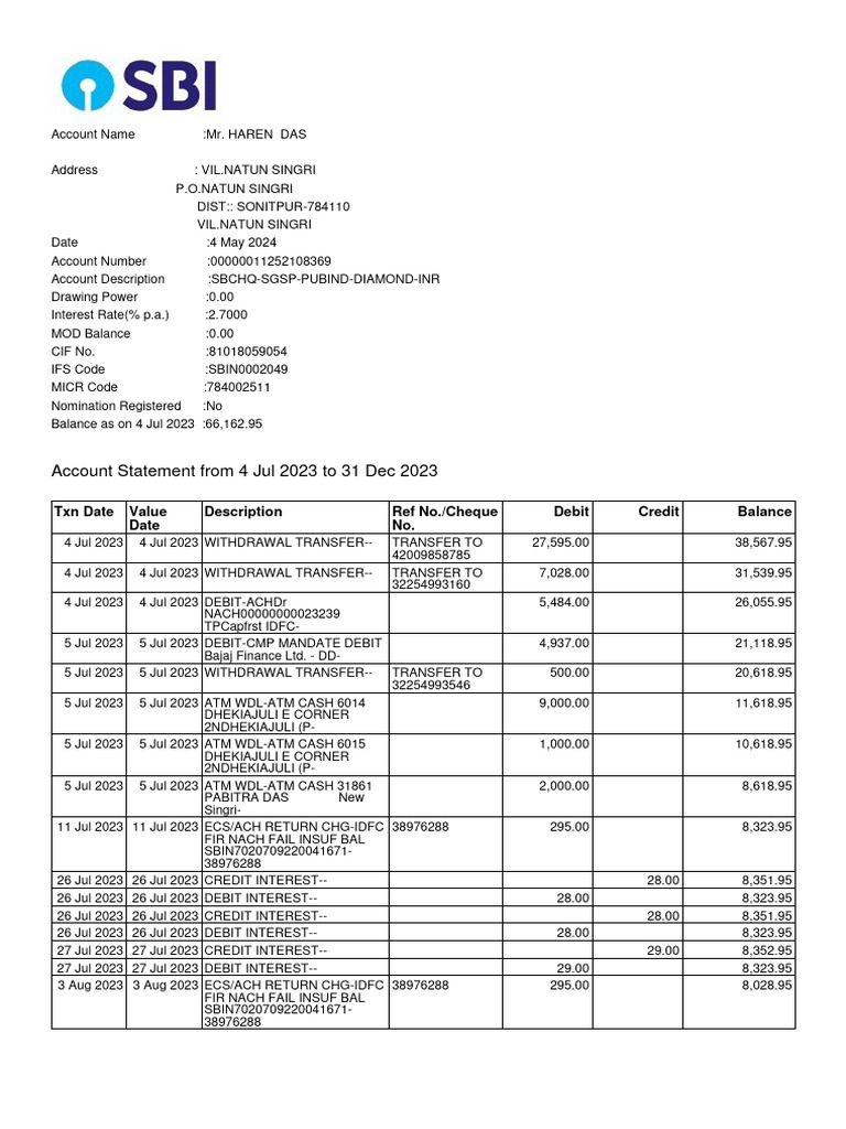 Account Statement Invoice