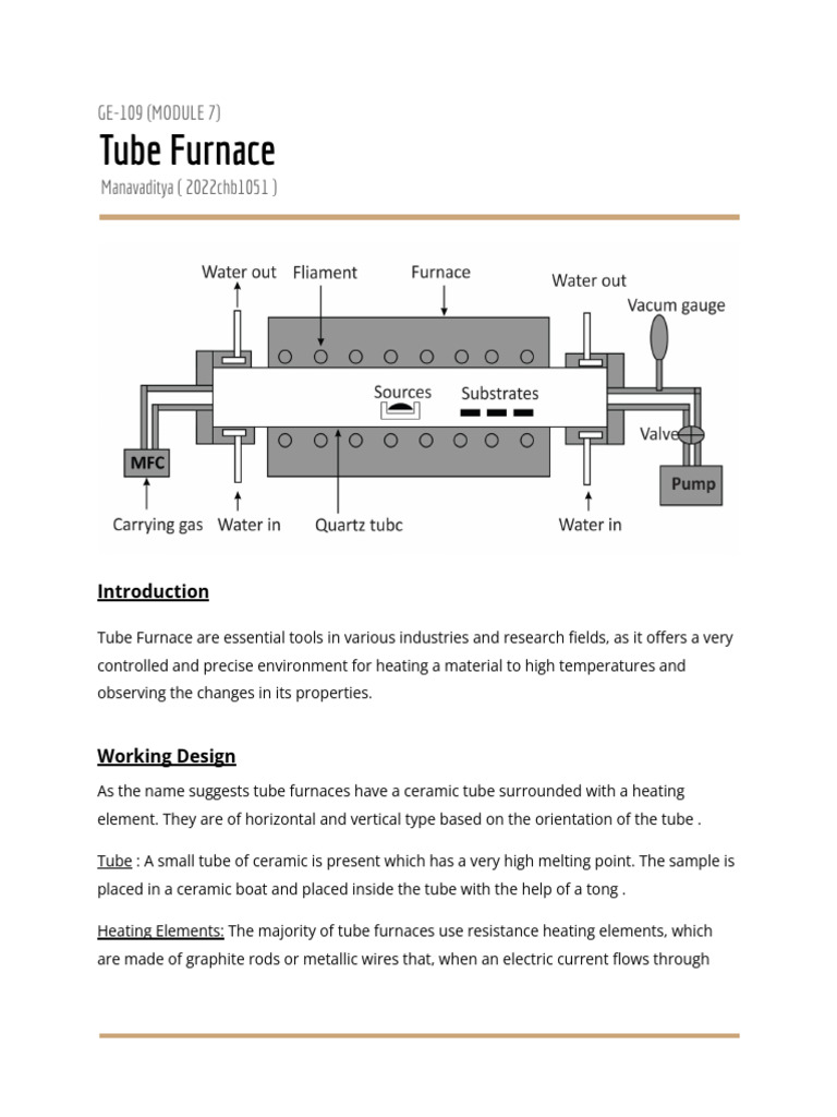 Tube Furnace: Design, Function, and Uses | PDF | Vacuum Tube | Ceramics