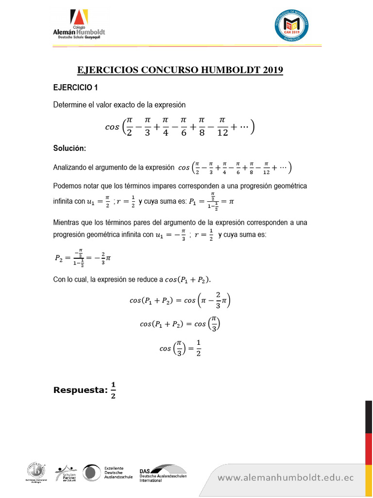 Ejercicios de Matemáticas Concurso Humboldt 2019 | PDF | Triángulo | Geometría Elemental