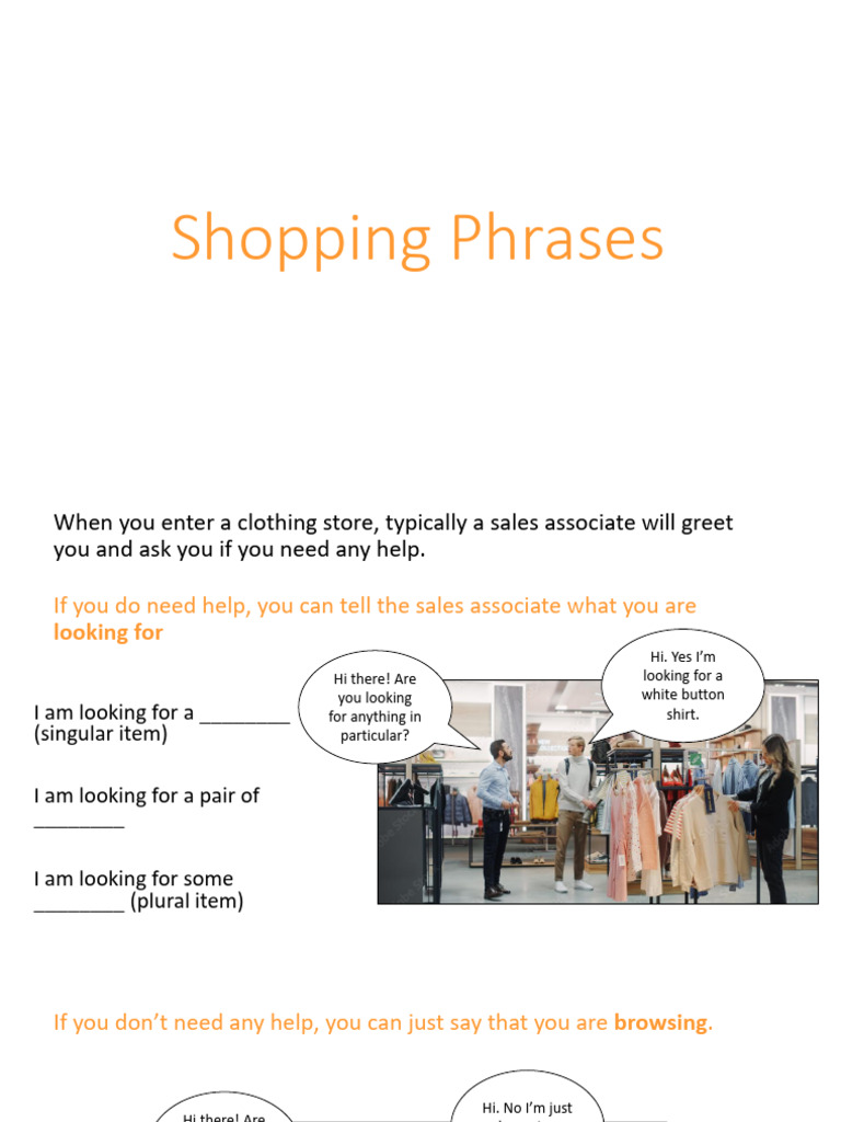 Speaking - Shopping Phrases | PDF | Plural | Morphology