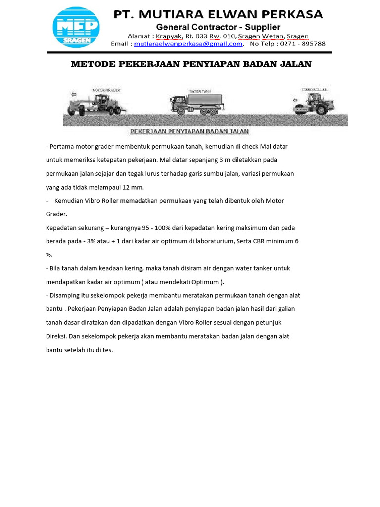Metode Penyiapan Badan Jalan | PDF