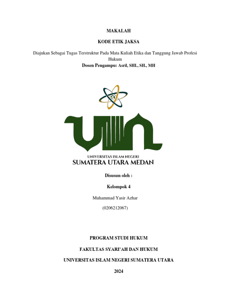 Makalah Etika Dan Tanggung Jawab Hukum Muhammad Yasir Azhar (0206212067) | PDF