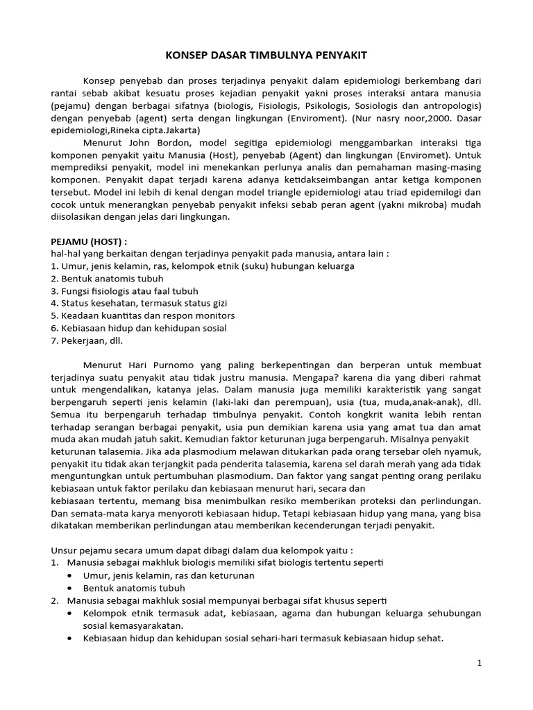 Konsep Dasar Timbulnya Penyakit - Ho | PDF Konsep Dasar Timbulnya Penyakit - Ho | PDF