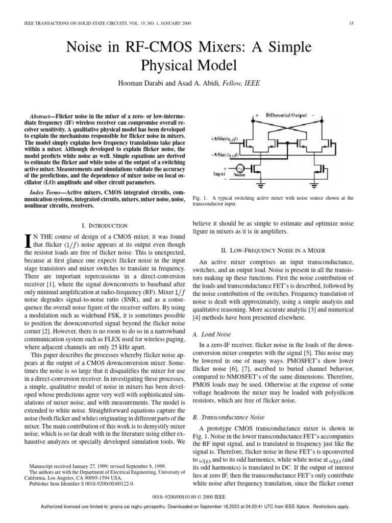 Noise in RF-CMOS Mixers A Simple Physical Model | PDF | Field Effect ...