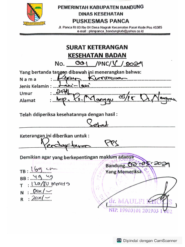 Surat Keterangan Kesehatan | PDF