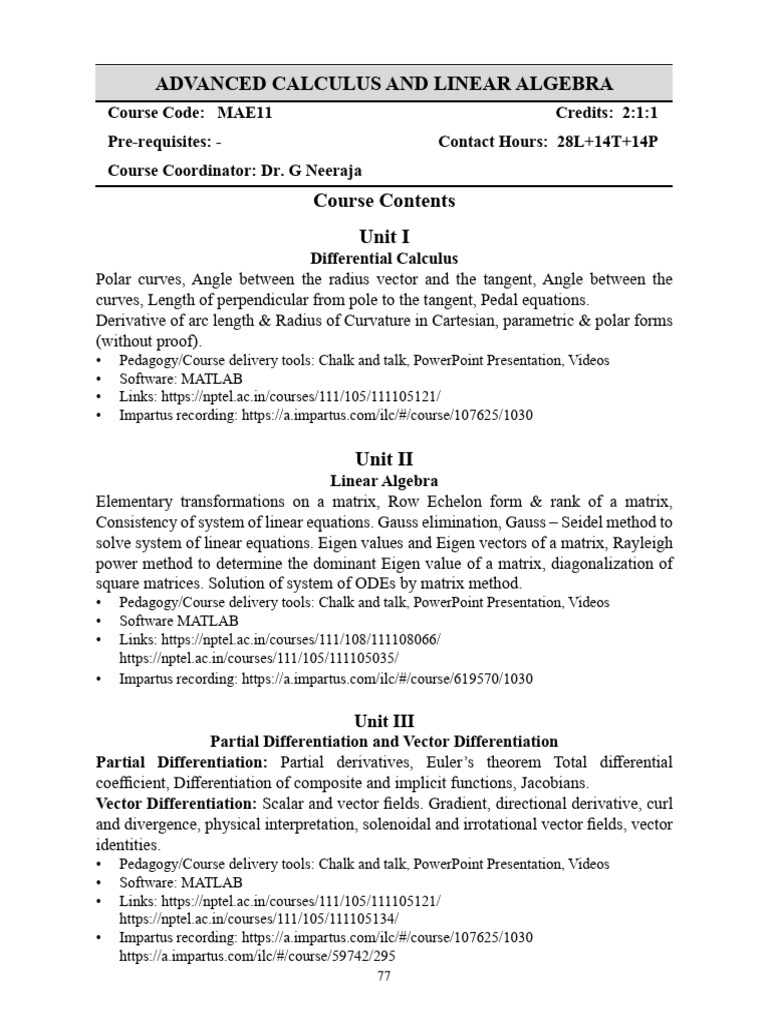 MAE11 Advanced Calculus | PDF | Derivative | Vector Space