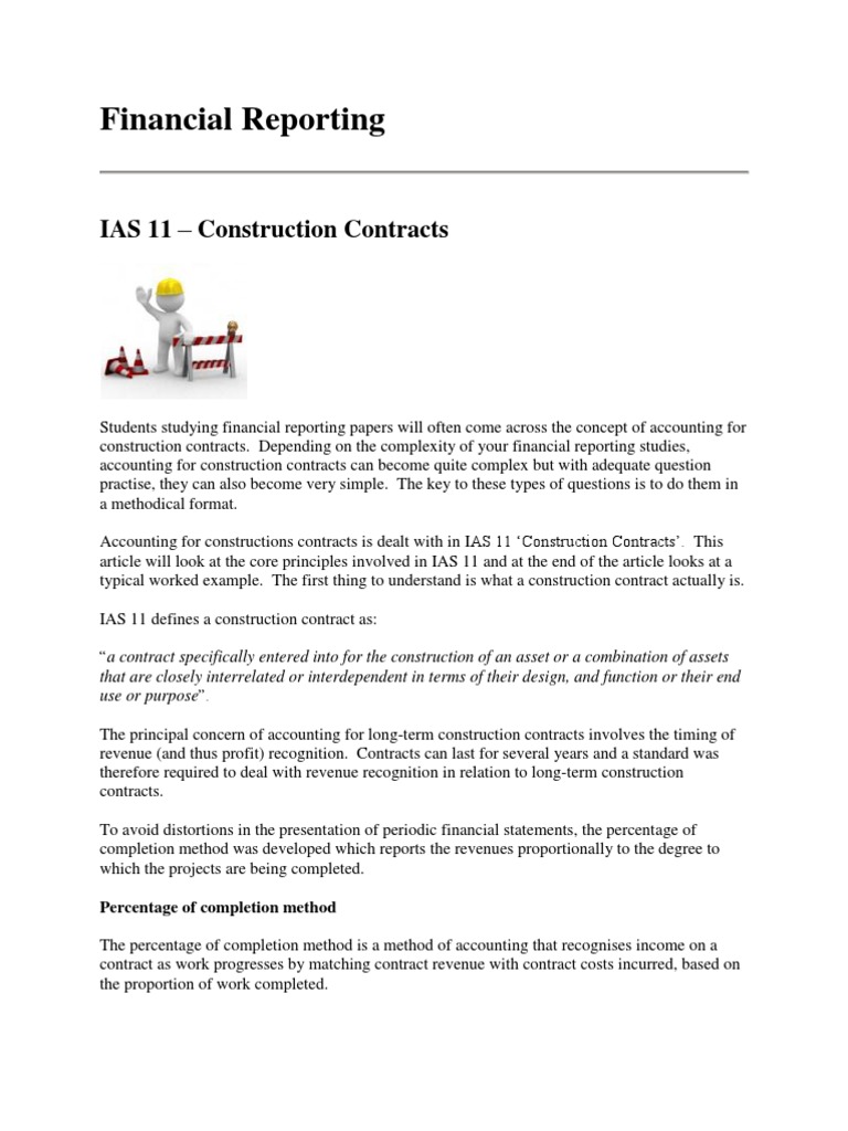 Financial Reporting: IAS 11 - Construction Contracts | PDF ...