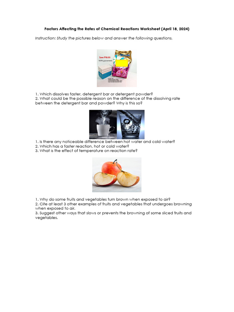Factors-Affecting-the-Rates-of-Chemical-Reactions-Worksheet | PDF