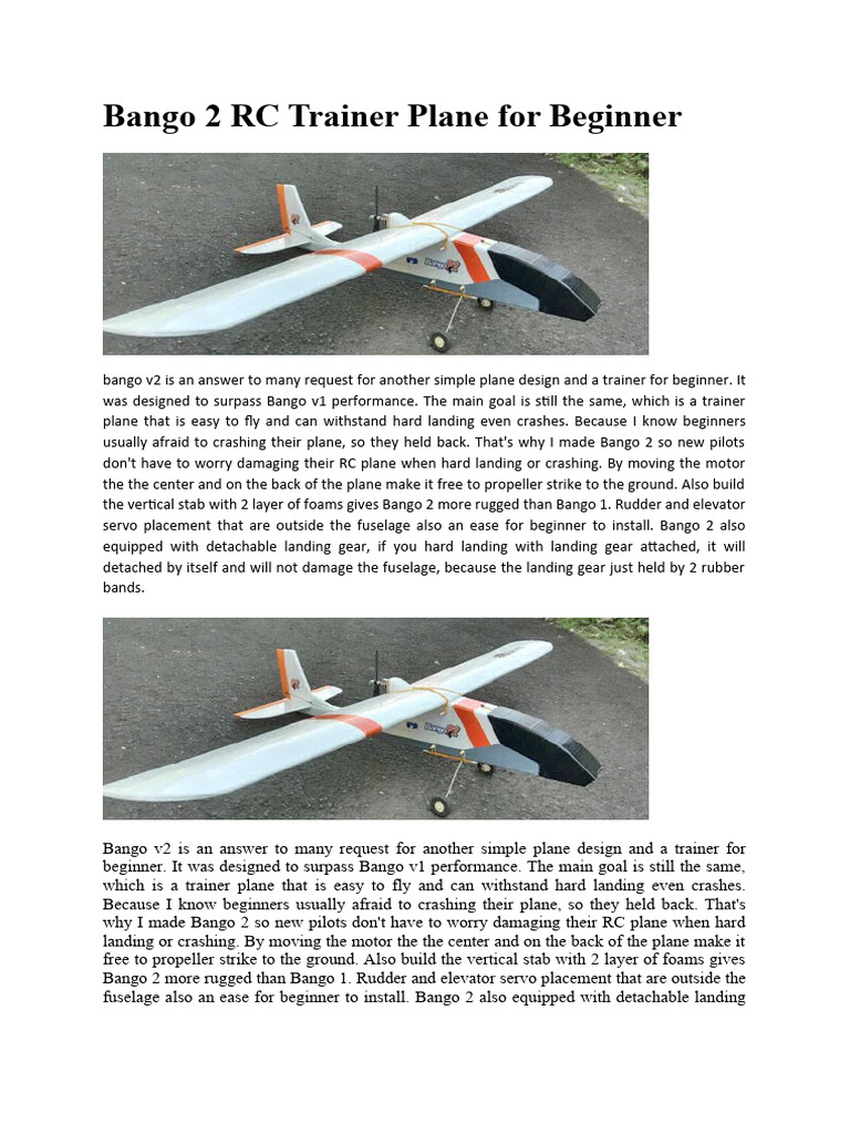 Bango 2 RC Trainer Plane For Beginner | PDF | Landing Gear ...