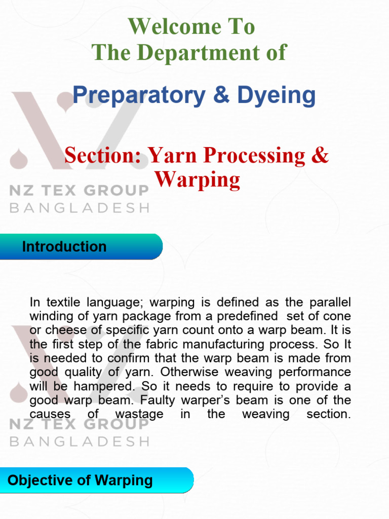 Warping Presentation Denim Textile | PDF | Textiles | Yarn