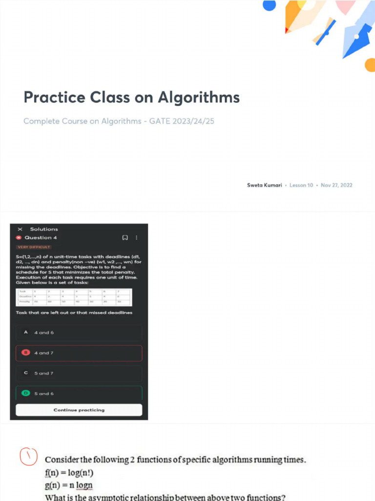 Practice Class On Algorithms With Anno | PDF