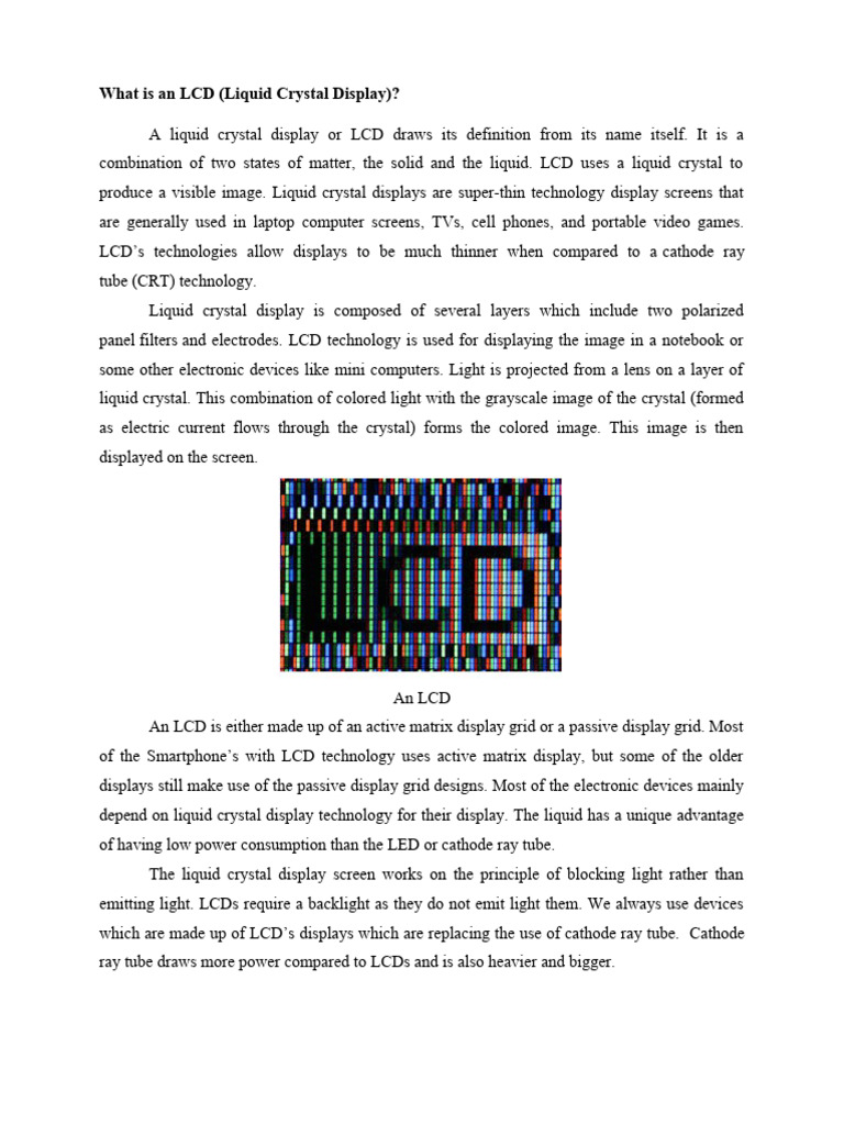 What is an LCD | PDF | Liquid Crystal Display | Computer Monitor