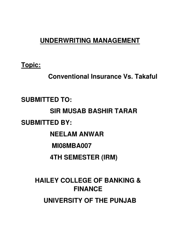 Takaful vs Conventional Insurance Explained | PDF | Insurance ...