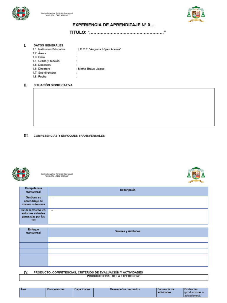 ESQUEMa de EXPERIENCIA DE APRENDIZAJE 2024 | PDF | Aprendizaje | Modificación de comportamiento