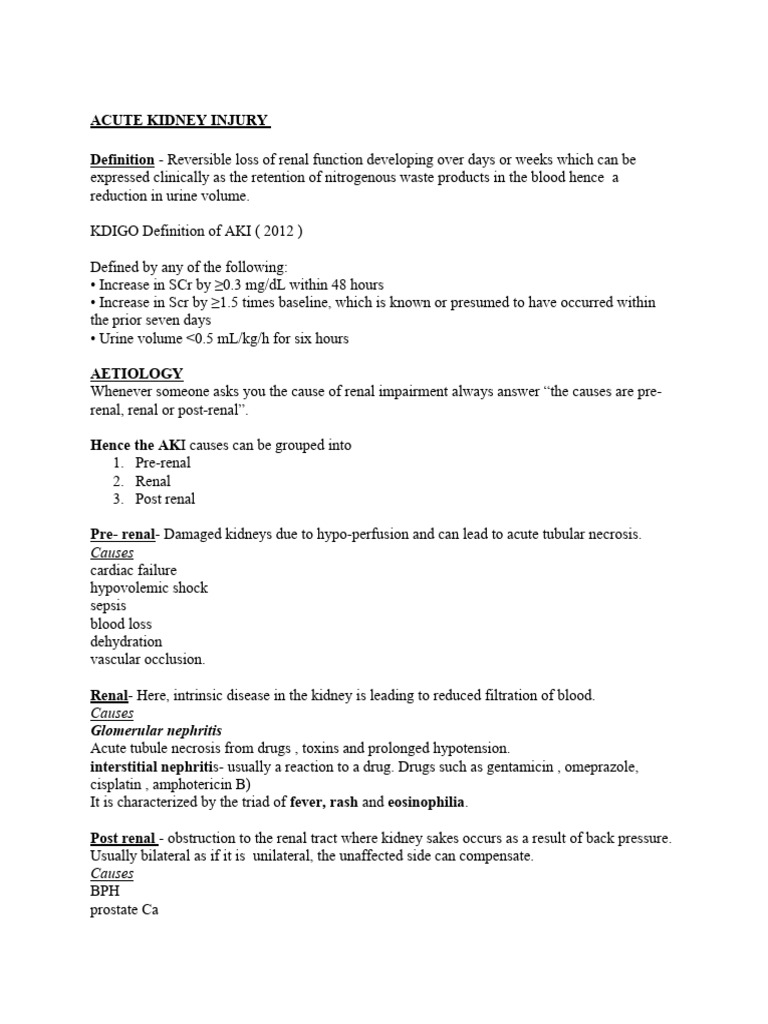 AKI NOTES | PDF | Kidney | Clinical Medicine