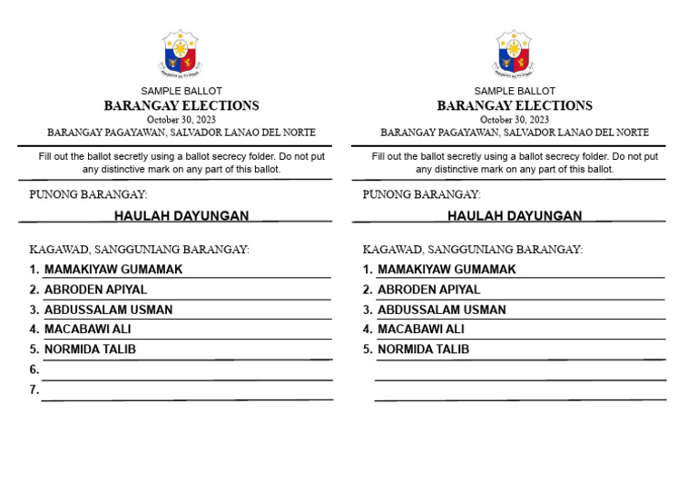 SAMPLE BALLOT Final | PDF