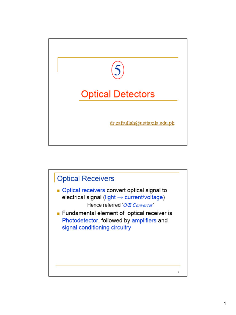 Notes_5 - Optical Detectors | PDF | Signal To Noise Ratio | Computer ...