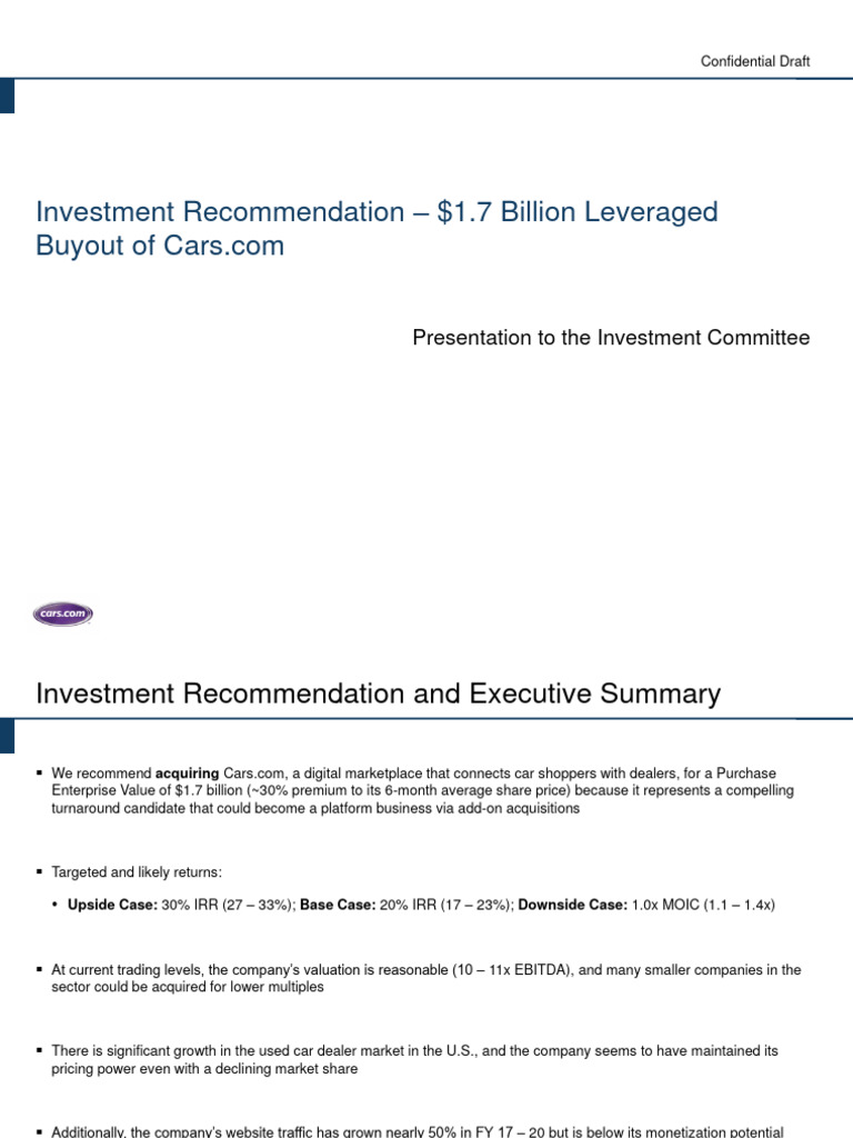 109-18-Investment-Recommendation-Presentation | PDF | Mergers And ...