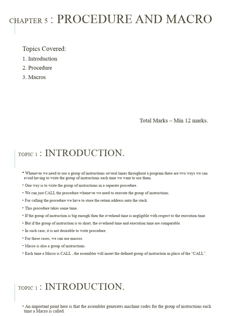 CH 5 Procedures and Macros | PDF | Assembly Language | Macro (Computer ...