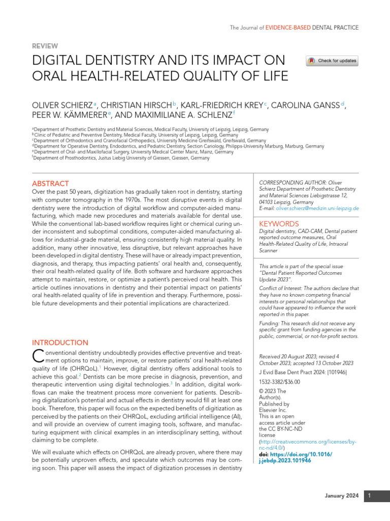 Digital Dentistry and Its Impact On Oral Health-Related Qual | PDF ...