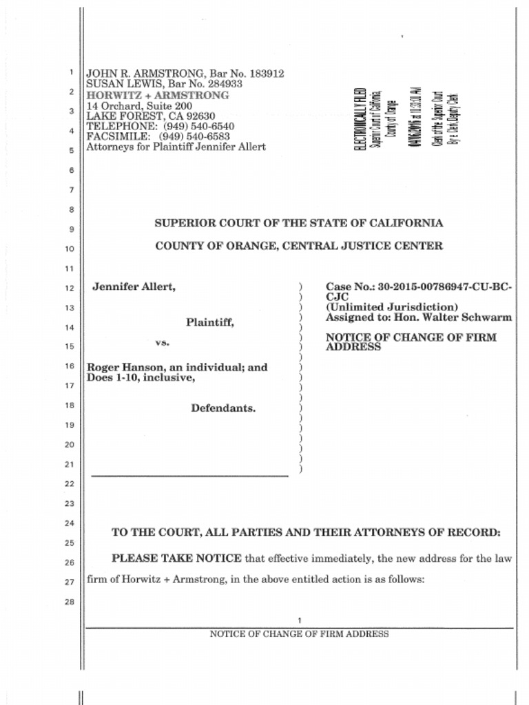 Notice of Change of Firm Address (Conformed) | PDF