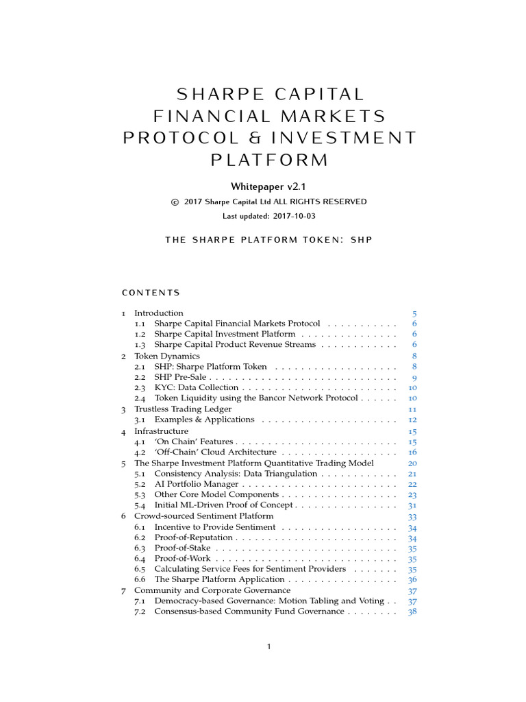 Sharpe Capital Whitepaper | Download Free PDF | Cryptocurrency | Cloud Computing