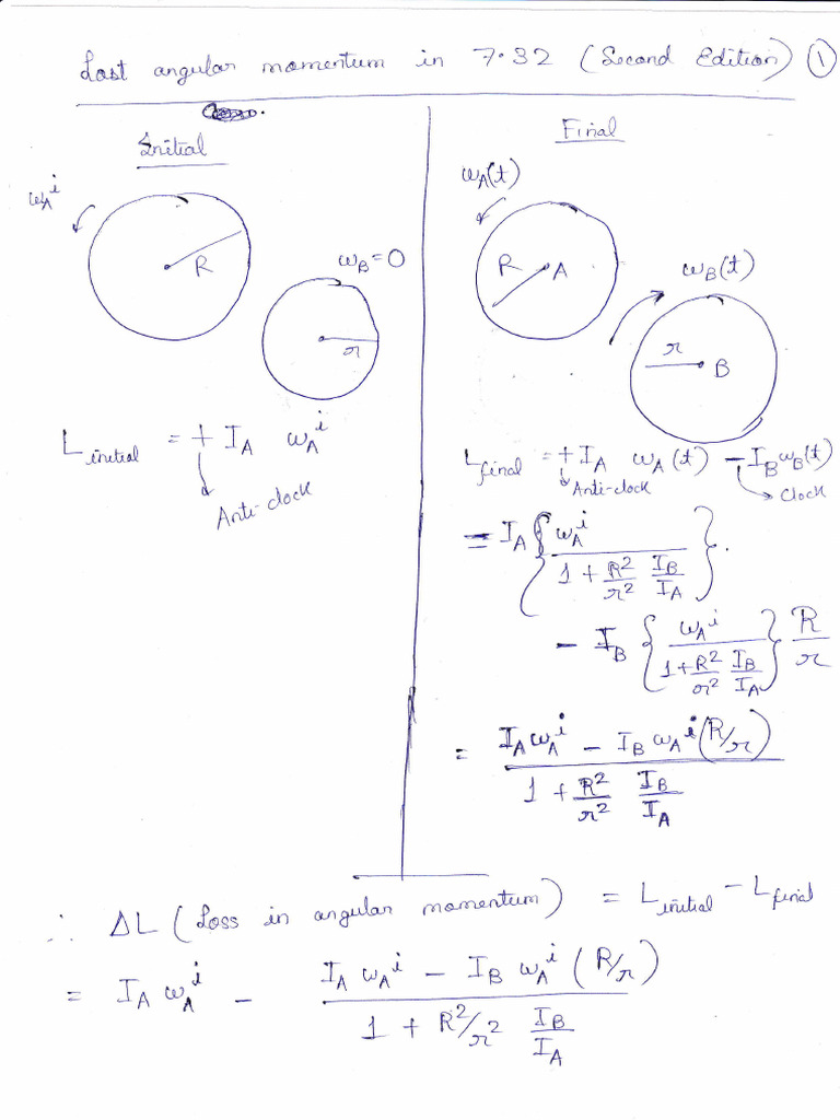 Kleppner Kolenkow angular momentum loss notes | PDF