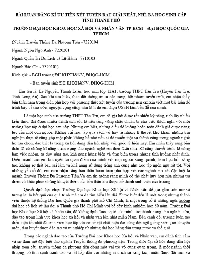 BÀI LUẬN THANH LUÂN | PDF