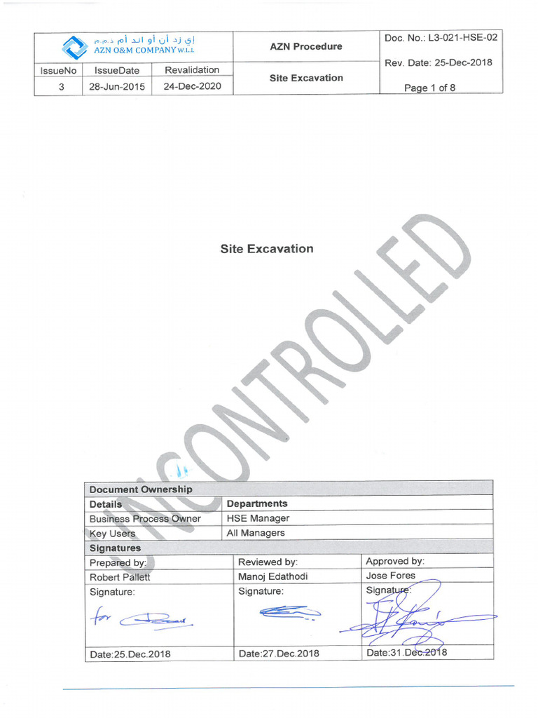 L3 021 HSE 02 Site Excavation. | PDF | Waste | Trench